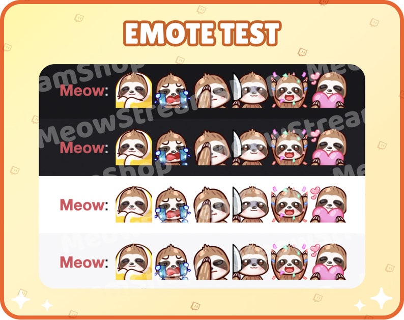 Twitch Emote / Cute Sloth Emotes Pack #1 (cozy, Cry, Facepalm, Knife ...