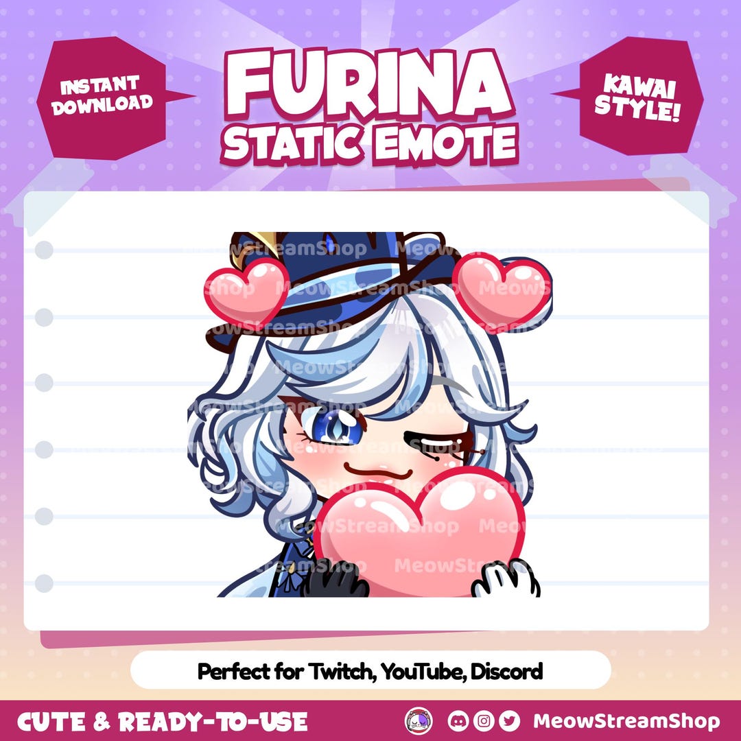Twitch Emote / Furina Heart, Love, Hug Heart Emote / Genshin Impact Sub ...