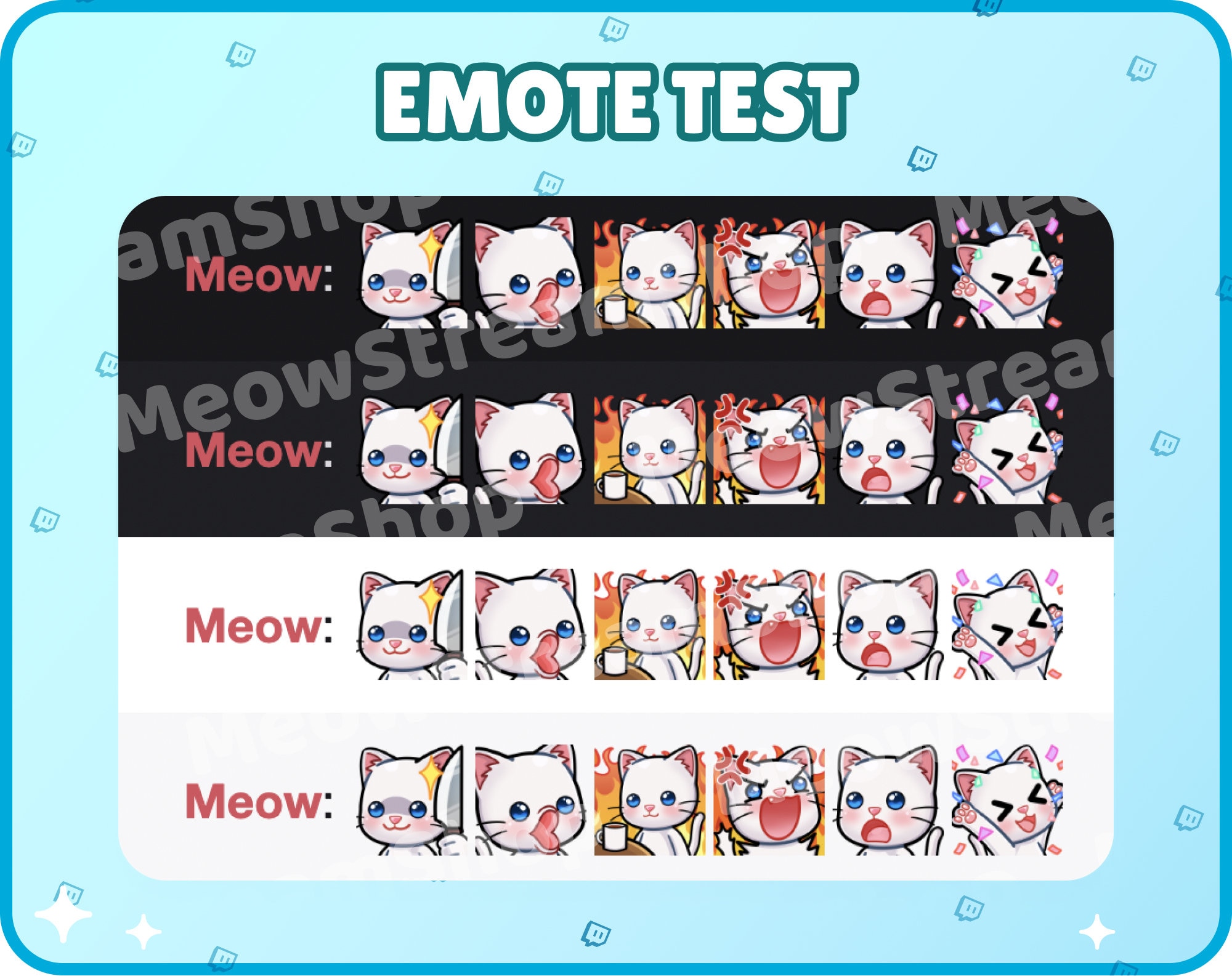 Twitch Emote / Cute White Cat Mega Pack #1 Emotes (24 Emotes Ready to ...