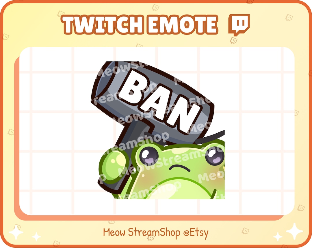 Twitch Emote / Cute Frog Ban, Ban Hammer, Banned Emote / Cute Frog Toad ...