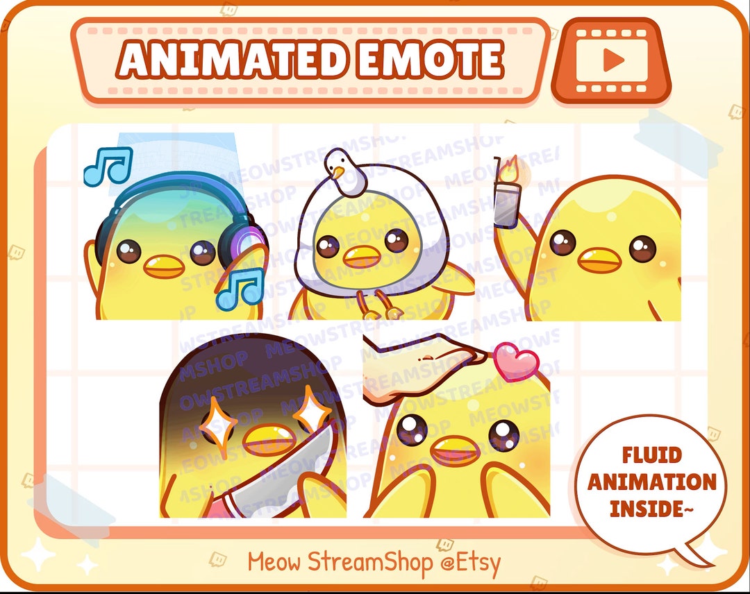 Twitch Animated Emote / Cute Chick Animated Emotes Pack #5 (jam, Wiggle ...
