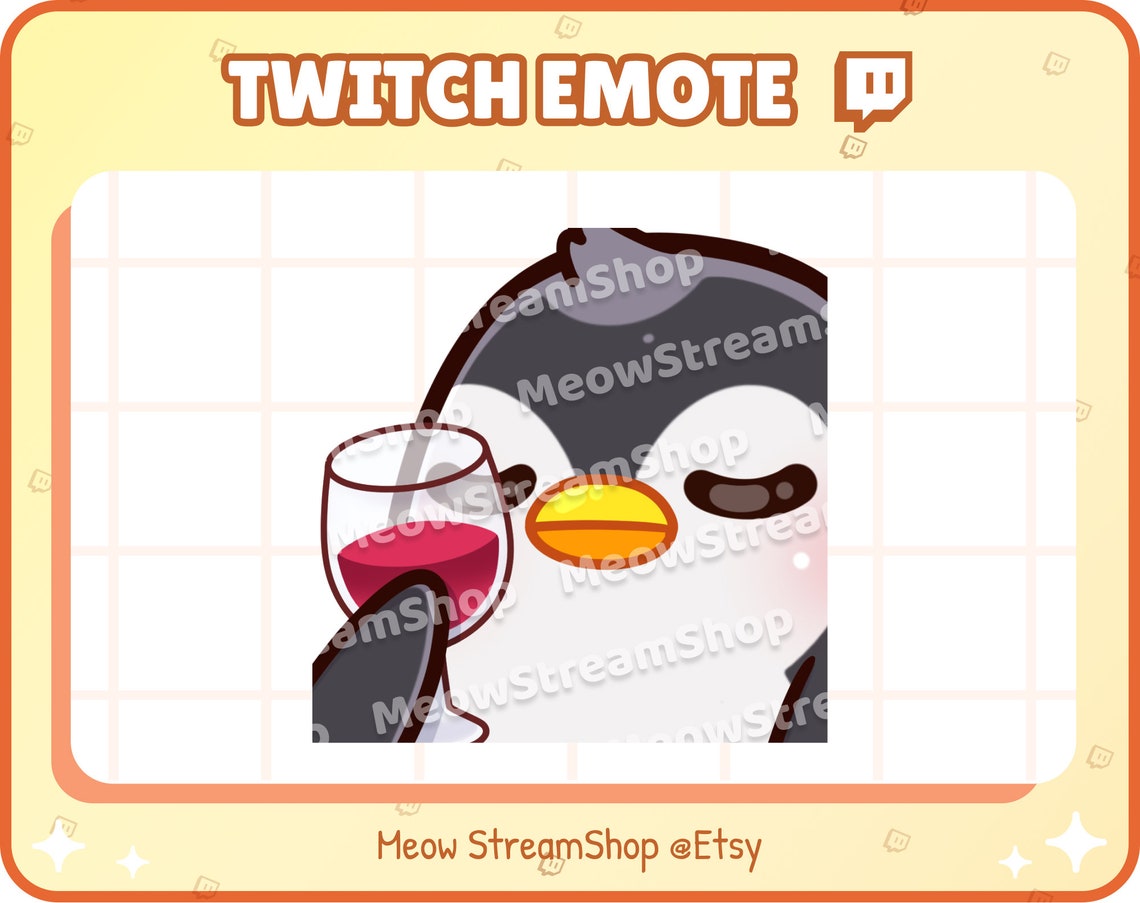 Twitch Emote / Cute Penguin Sip Wine, Classy, Cool Emotes / Cute ...