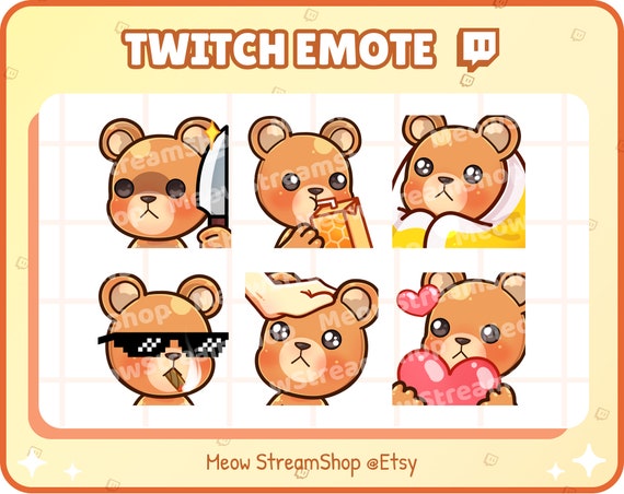 Twitch Emote Cute Bear Emotes Pack 1 Knife Sip Comfy Etsy