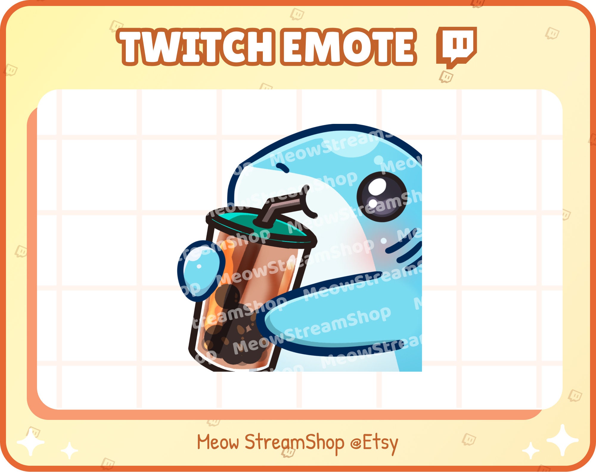 Twitch Emote / Cute Shark Sip Boba Drink Hydrate Emotes / | Etsy