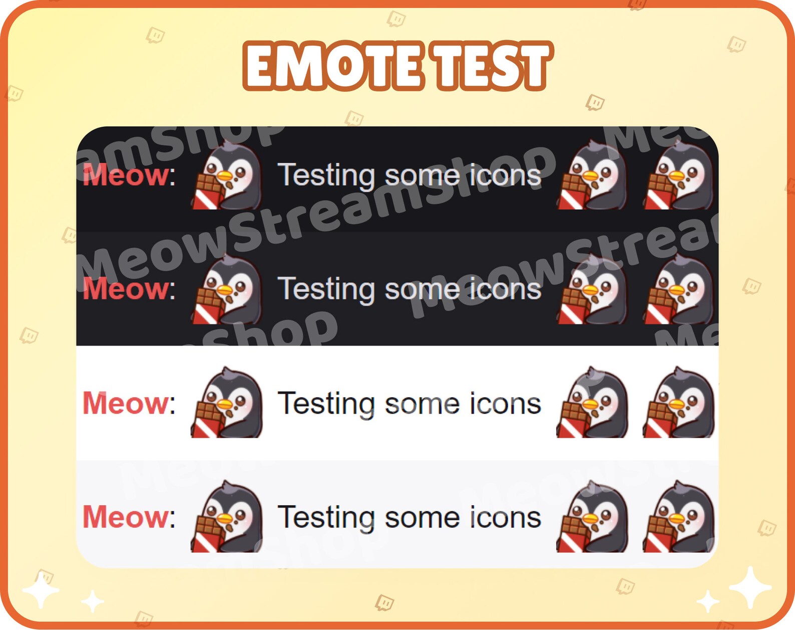 Twitch Emote / Cute Penguin Eat Chocolate Nom Nom Emotes / | Etsy