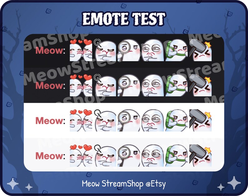 Twitch Emote / Cute Ghost Emotes Pack #7 (kiss,pout, SUS, Hmm, Carry ...