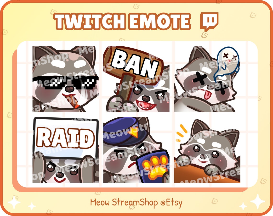 Twitch Emote / Cute Raccoon Emotes Pack 4 GG BAN RIP - Etsy