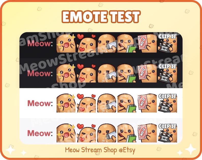 Twitch Emote / Cute Potato Emotes Pack #8 (wow, Kiss, Salty, Note, No U ...