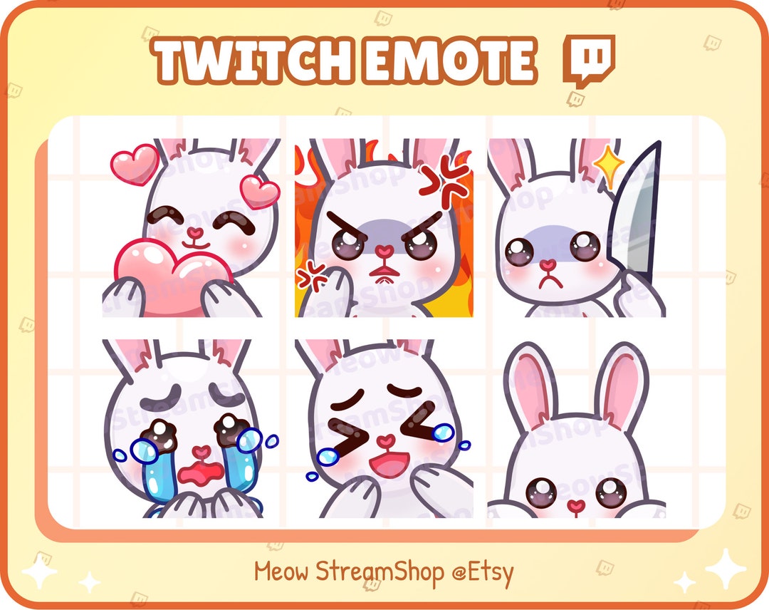 Twitch Emote / Cute Rabbit Emotes Pack #1 (heart, Angry Rage, Knife ...