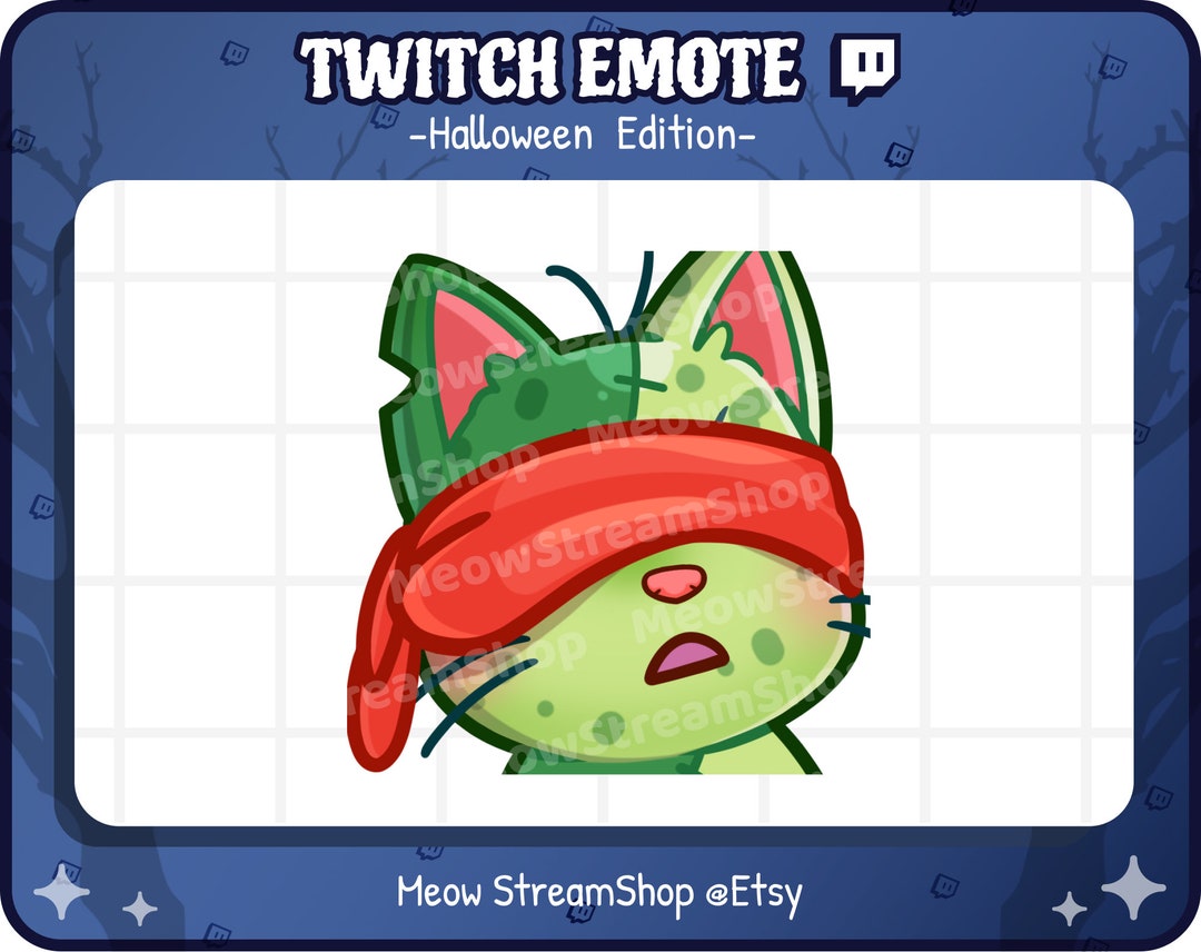 Twitch Emote / Cute Zombie Cat Blinfold, Blind Emotes / Kawaii Zombie ...