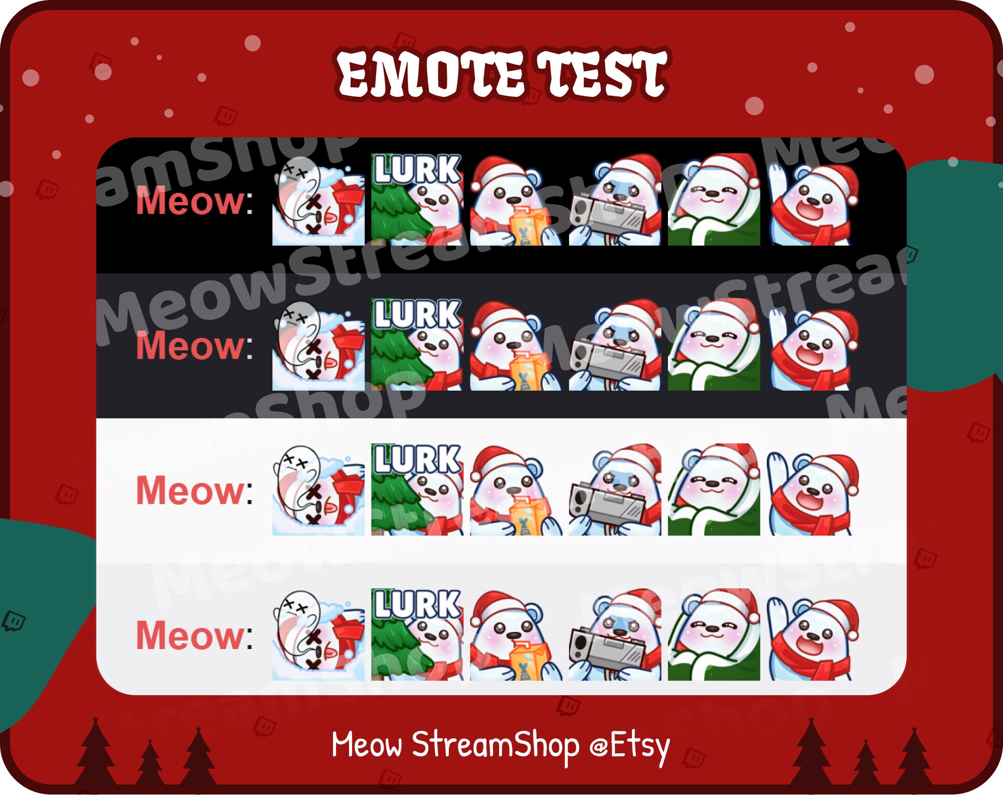 Twitch Emote / Cute Polar Bear Santa Emotes Pack 2 hi | Etsy