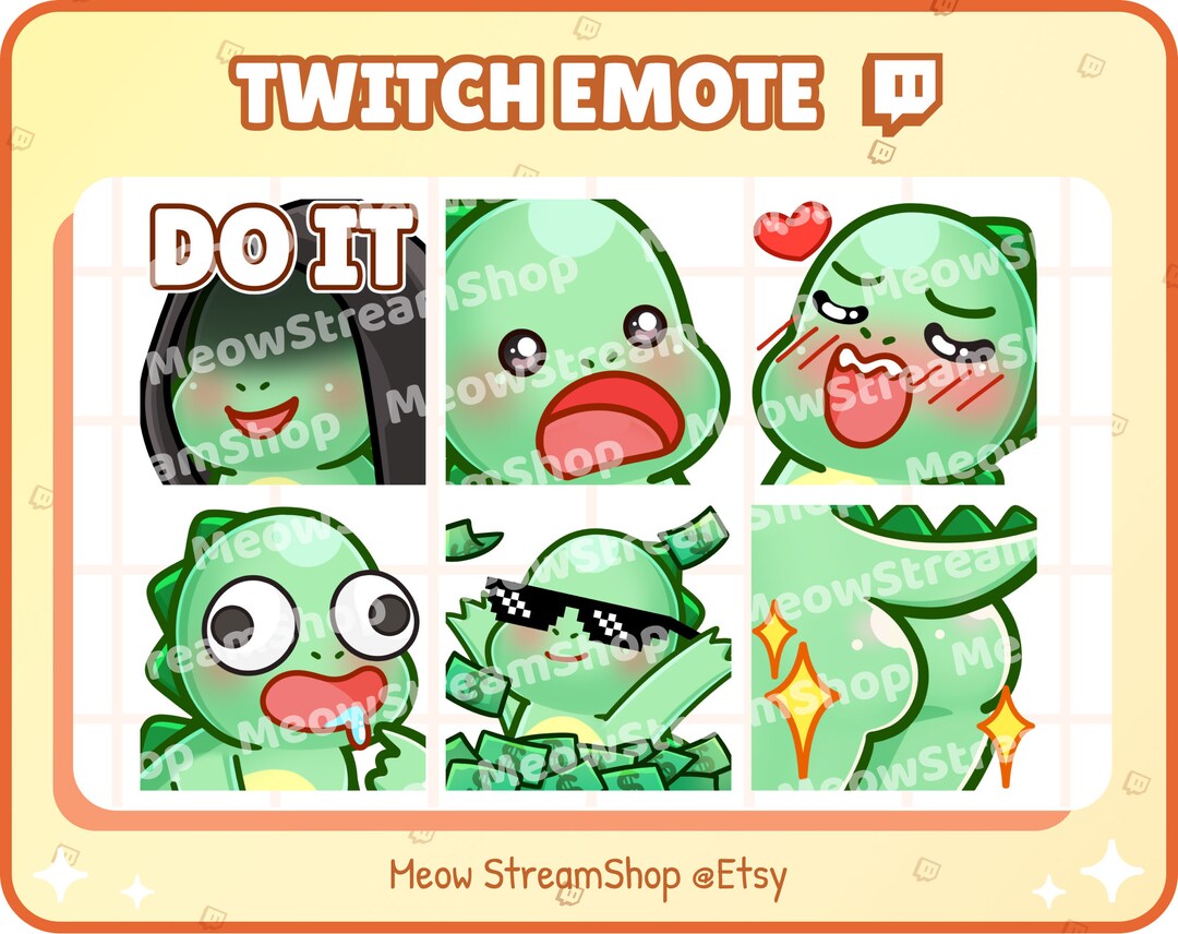 Twitch Emote / Cute Dino Emotes Pack #3 (do It, Gasp, Gasm, Derp, Money ...