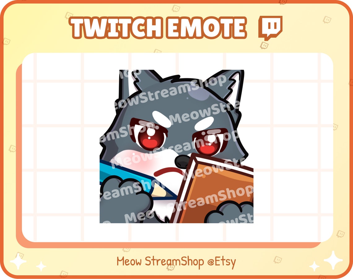 Twitch Emote / Cute Grey Wolf Note Taking Note Rule Write - Etsy
