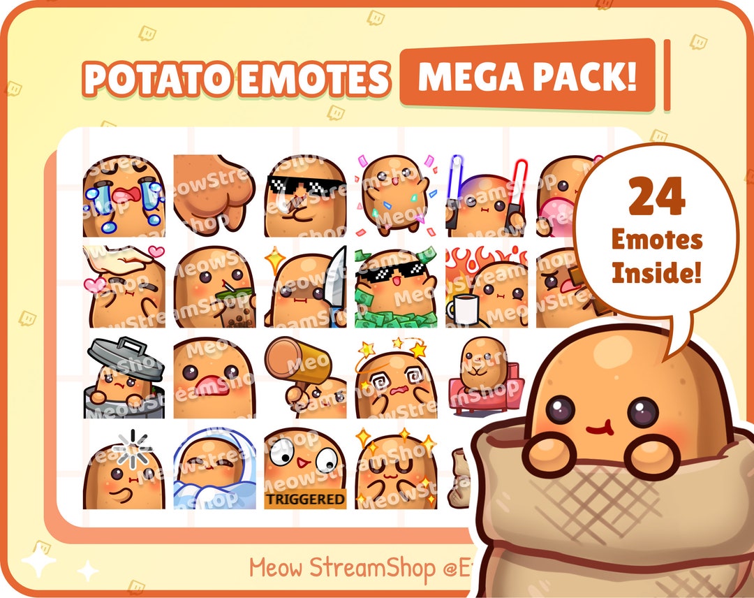 Twitch Emote / Cute Potato Mega Pack #1 Emotes (24 Emotes Ready to Use ...