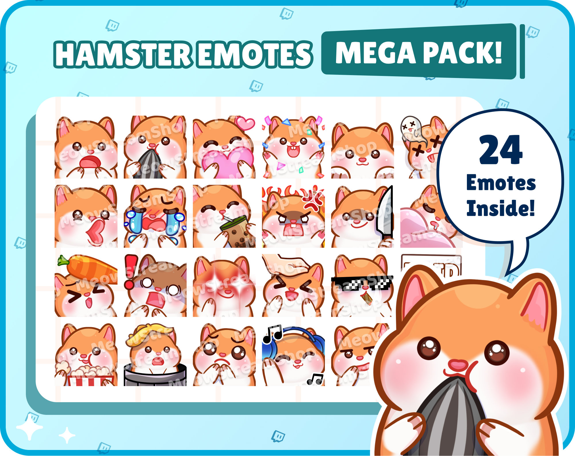 Twitch Emote / Cute Hamster Mega Pack 1 Emotes 24 Emotes - Etsy Australia