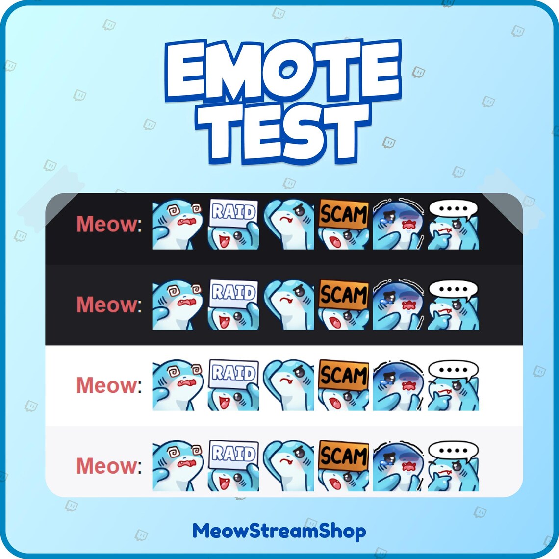 Twitch Emote / Cute Shark Emotes Pack #8 (scam, Sad, Think, Confused ...