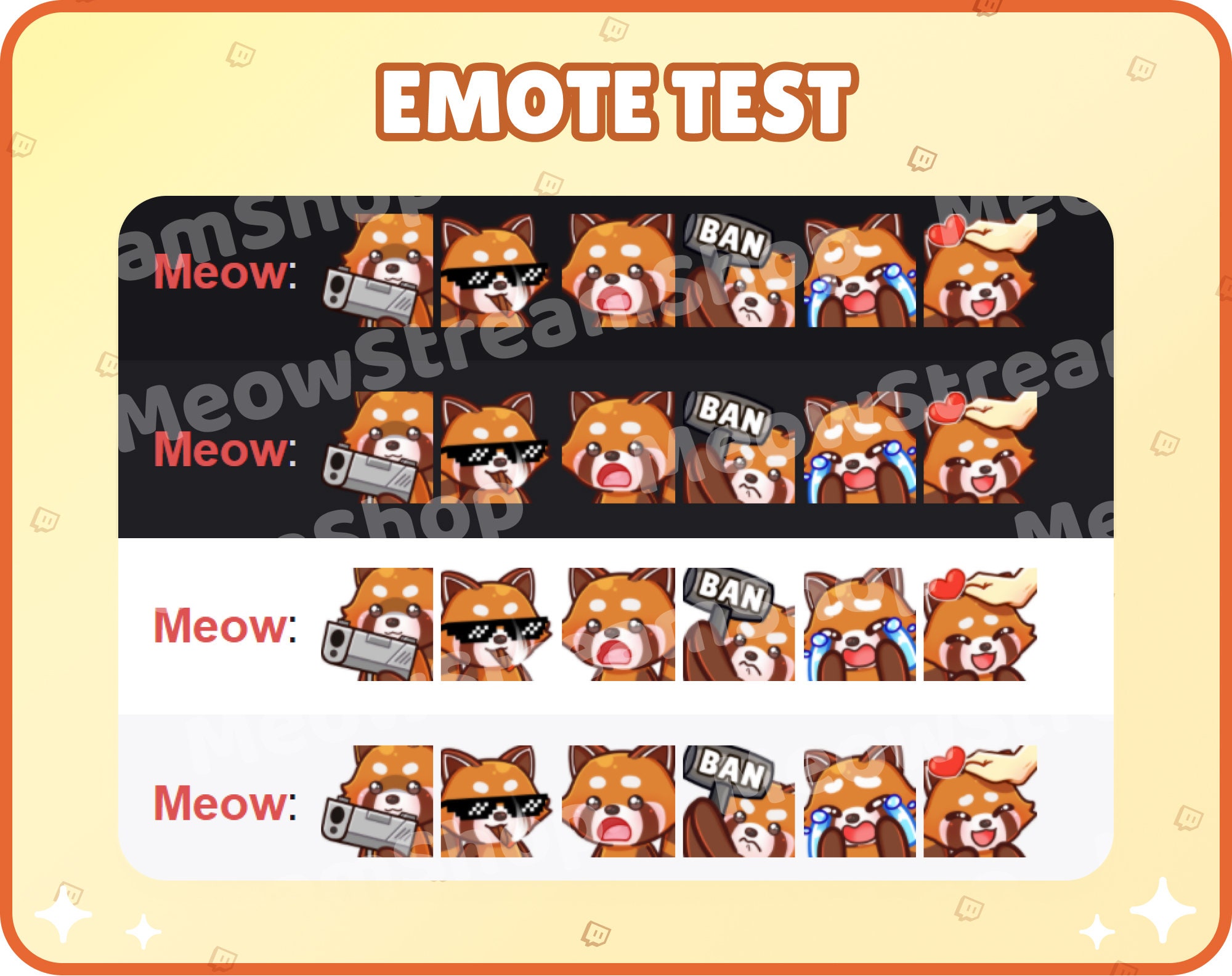 Twitch Emote / Cute Red Panda Emotes Pack #2 (Ban, Cry, Pat, Gun, EZ GG ...
