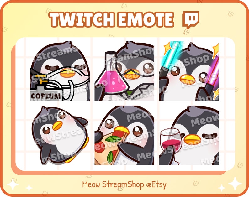 Twitch Emote / Cute Penguin Emoji Pack 6 copium Sience - Etsy