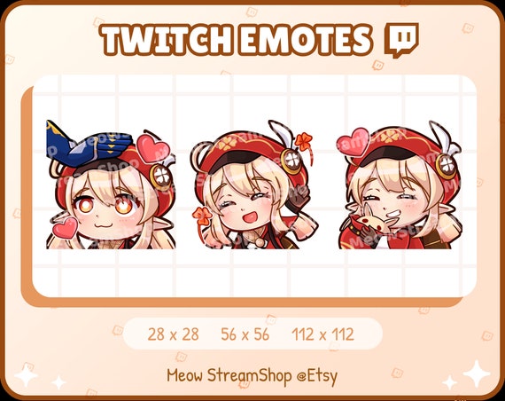 Twitch Emote Klee Emotes Pack Salut Bonjour PAT HUG - Etsy France