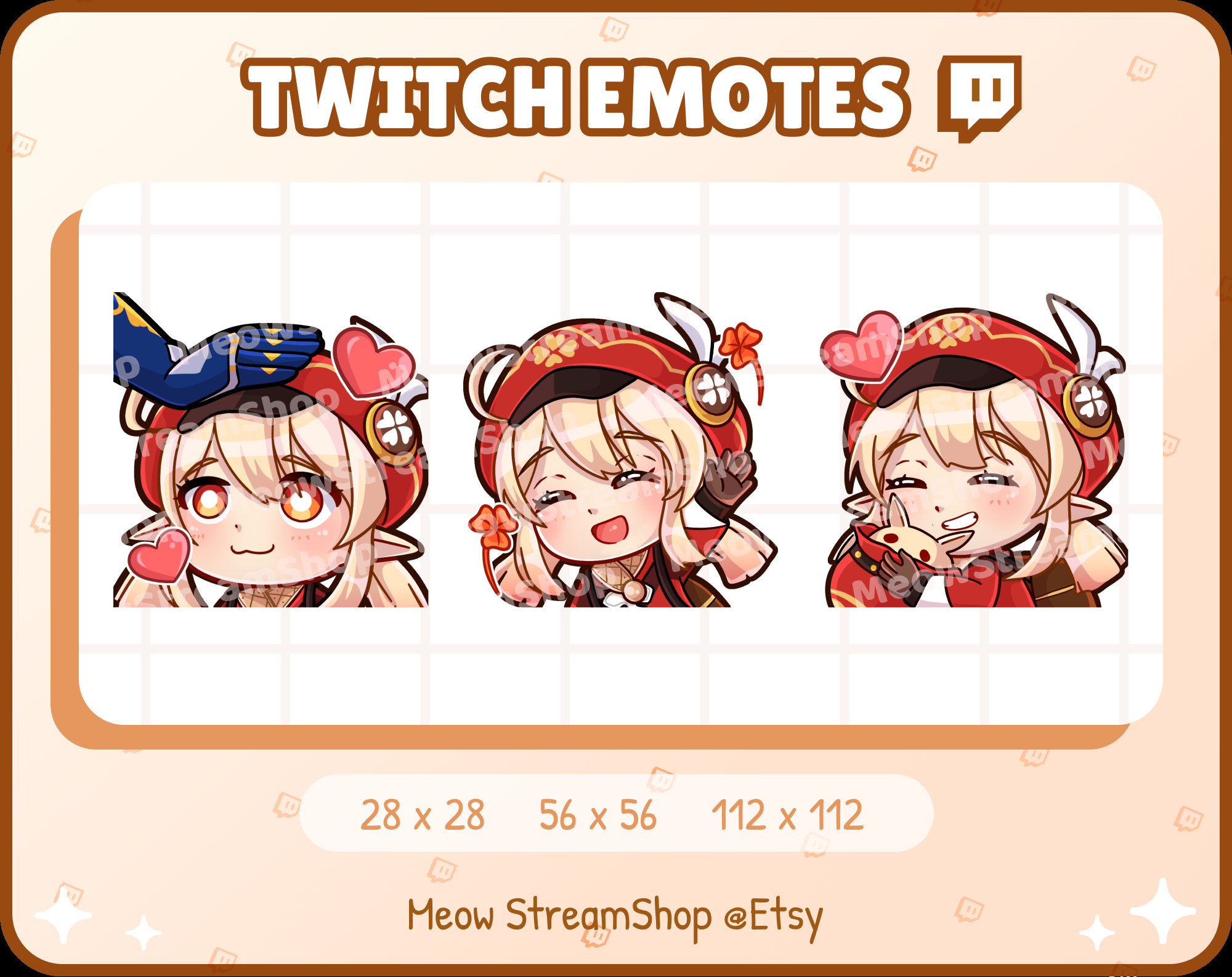 Twitch Emote Klee Emotes Pack Hi Hello PAT HUG Genshin | Etsy