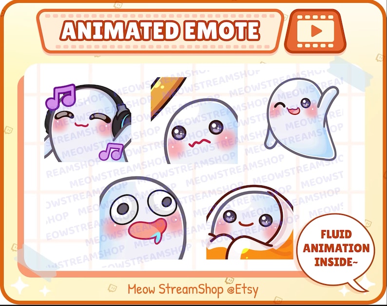 Twitch Animated Emote / Cute Ghost Animated Emotes Pack #1 (jam Music ...