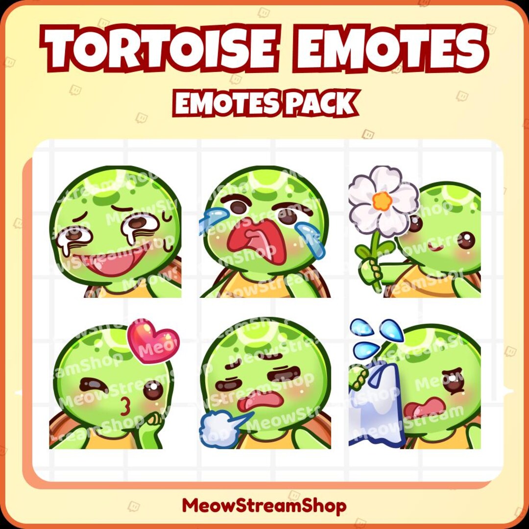Twitch Emote Tortoise Pack #7 – 6 Cute Tortoise Turtle Emotes (F, Pray ...