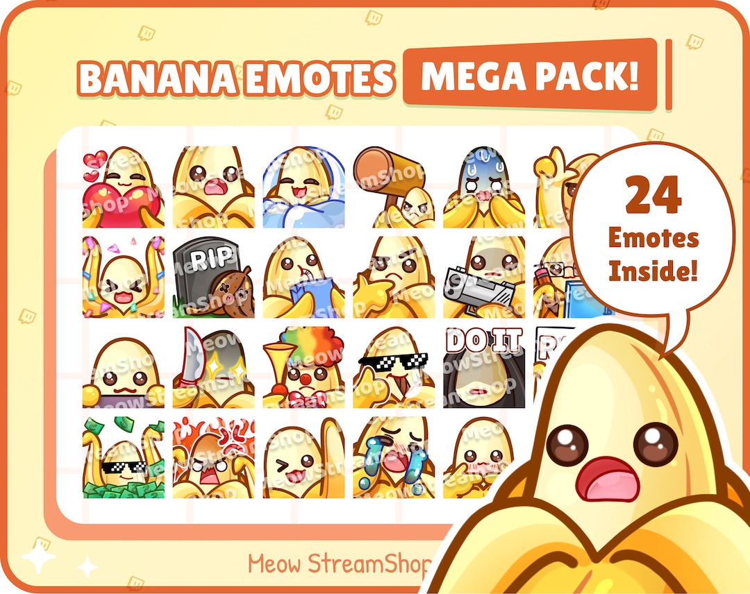 Twitch Emote / Cute Banana Mega Pack #1 Emotes (24 Emotes Ready to Use ...