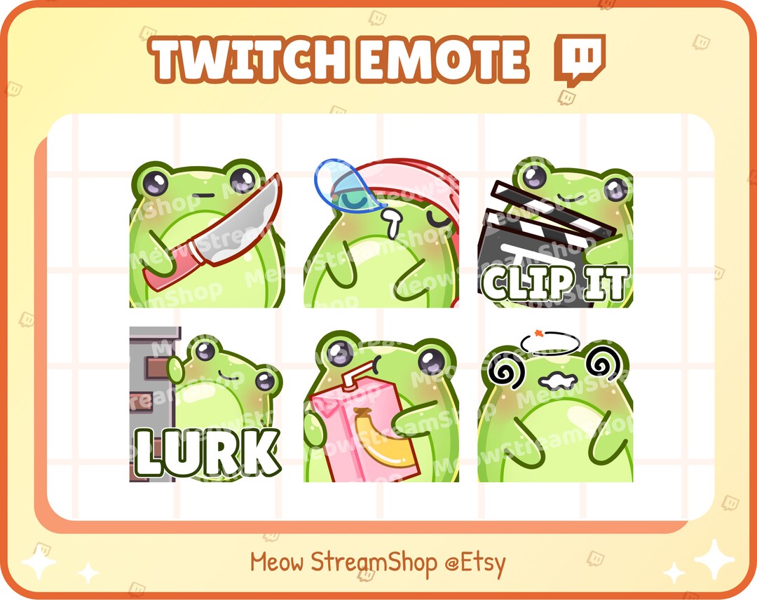 Twitch Emote / Cute Frog Emotes Pack #1 (knife, Sleep, Clip It, Lurk ...