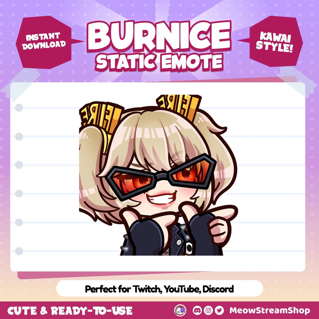 Twitch Emote / Burnice Emote GG, Cool, Finger Gun / Zenless Zone Zero ...