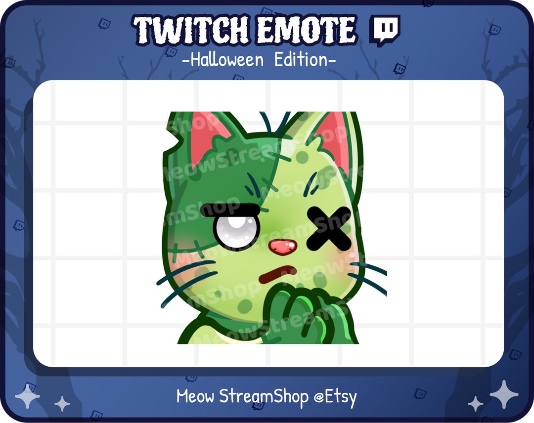 Twitch Emote / Cute Zombie Cat Hmm, Think Emotes / Kawaii Zombie Kitten ...