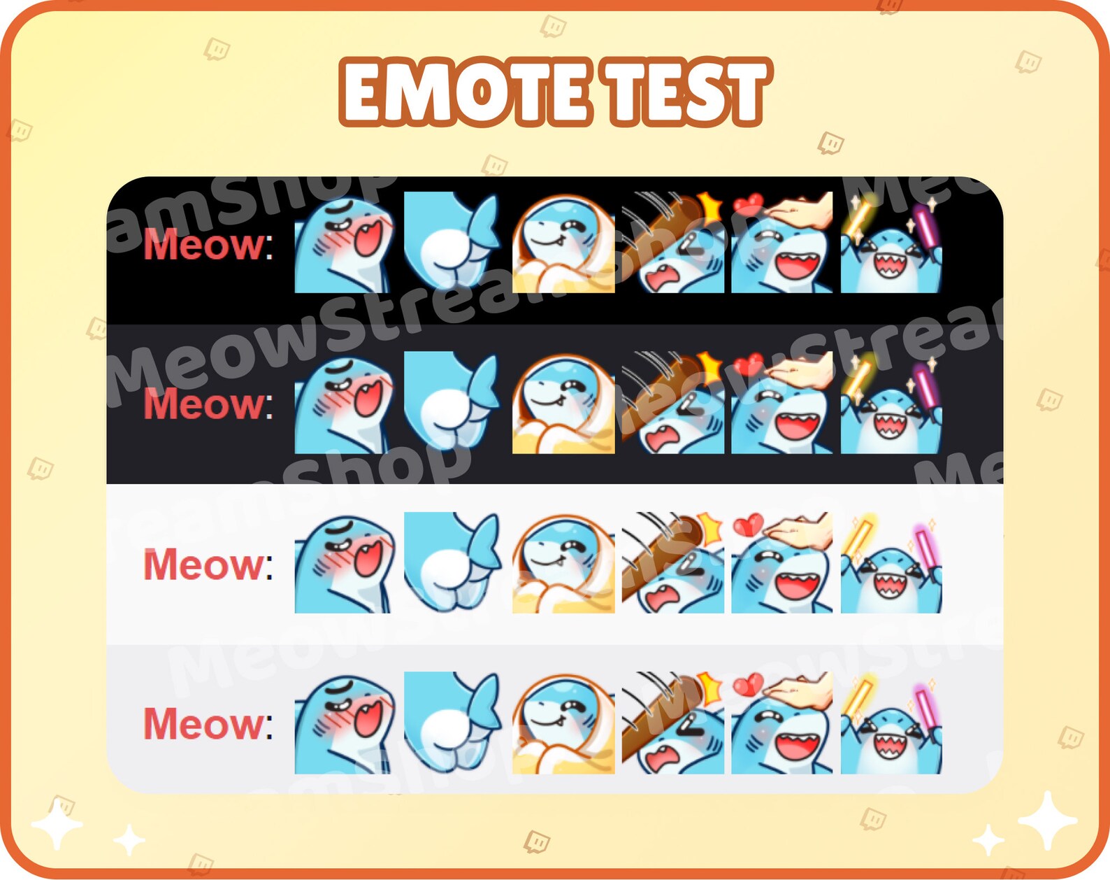 Twitch Emote / Cute Shark Emotes Pack #3 (booty, Pat, Cheer Light Stick ...