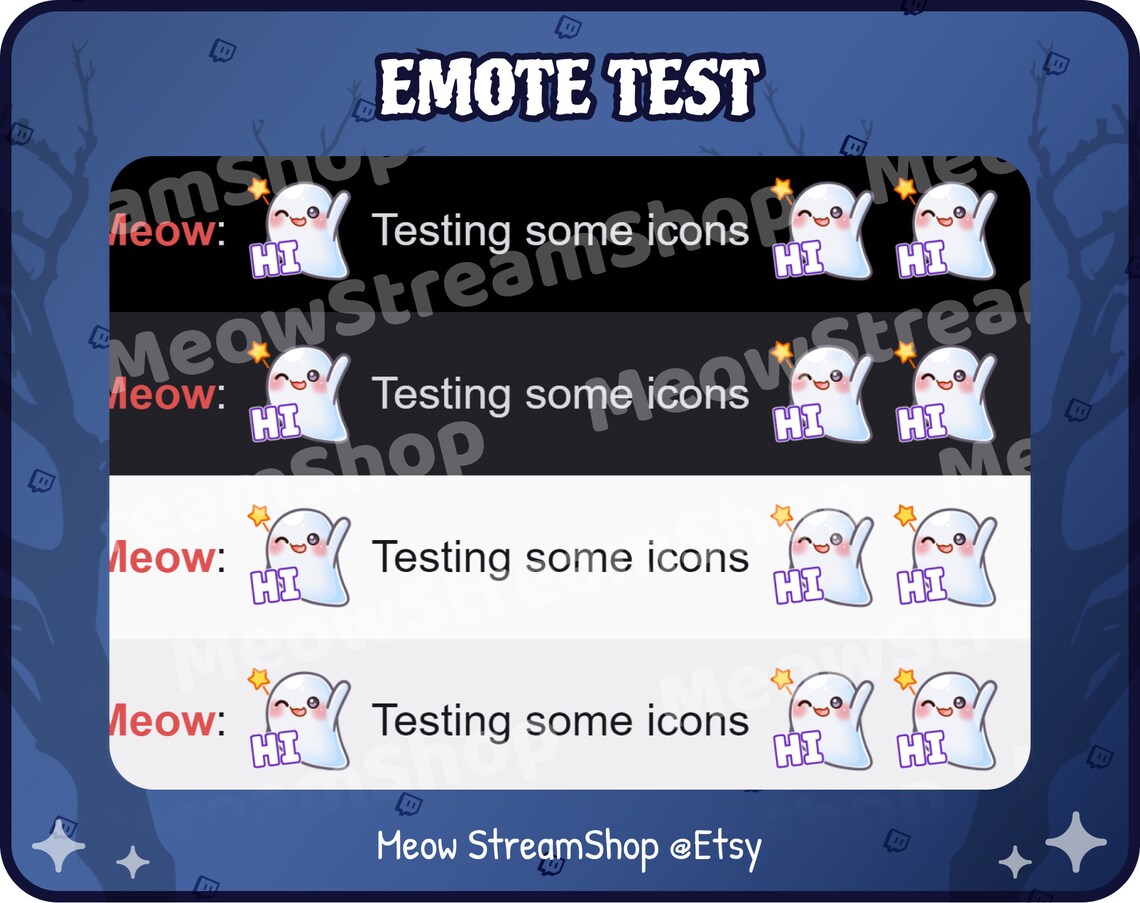 Twitch Emote / Cute Ghost Hi, Hello, Waving Emote / Kawaii Spooky Ghost ...