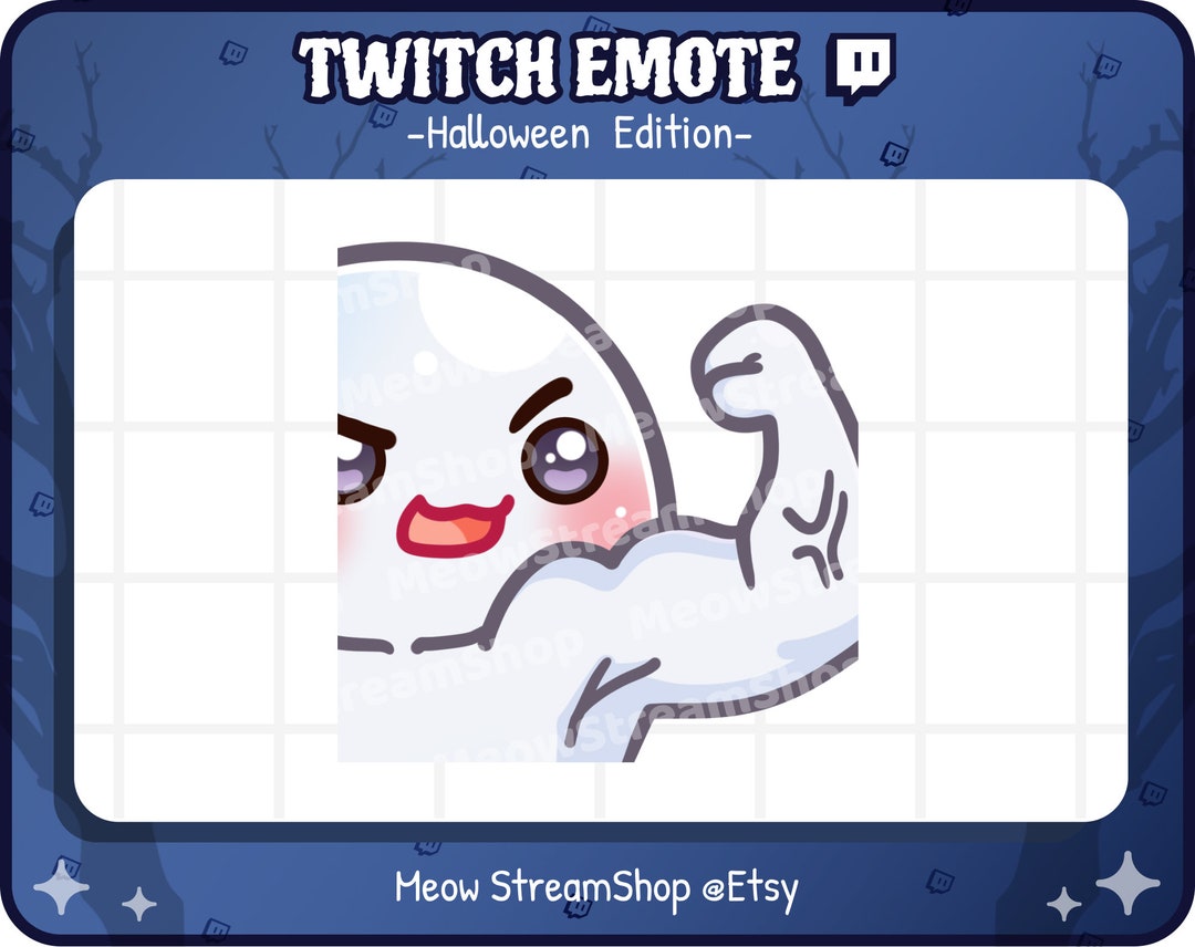 Twitch Emote / Cute Ghost Flex, Alpha, Strong, Muscle Emote / Kawaii ...