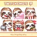 Twitch Emote / Cute Sloth Emotes Pack #2 (smug, Sleep, Popcorn, Salty ...