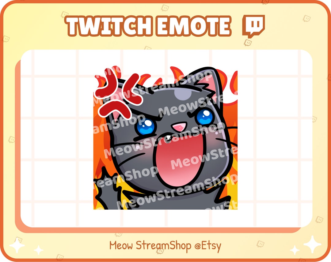 Twitch Emote / Lindo Gato Negro enojado, rabia, fuego, loco, grito ...