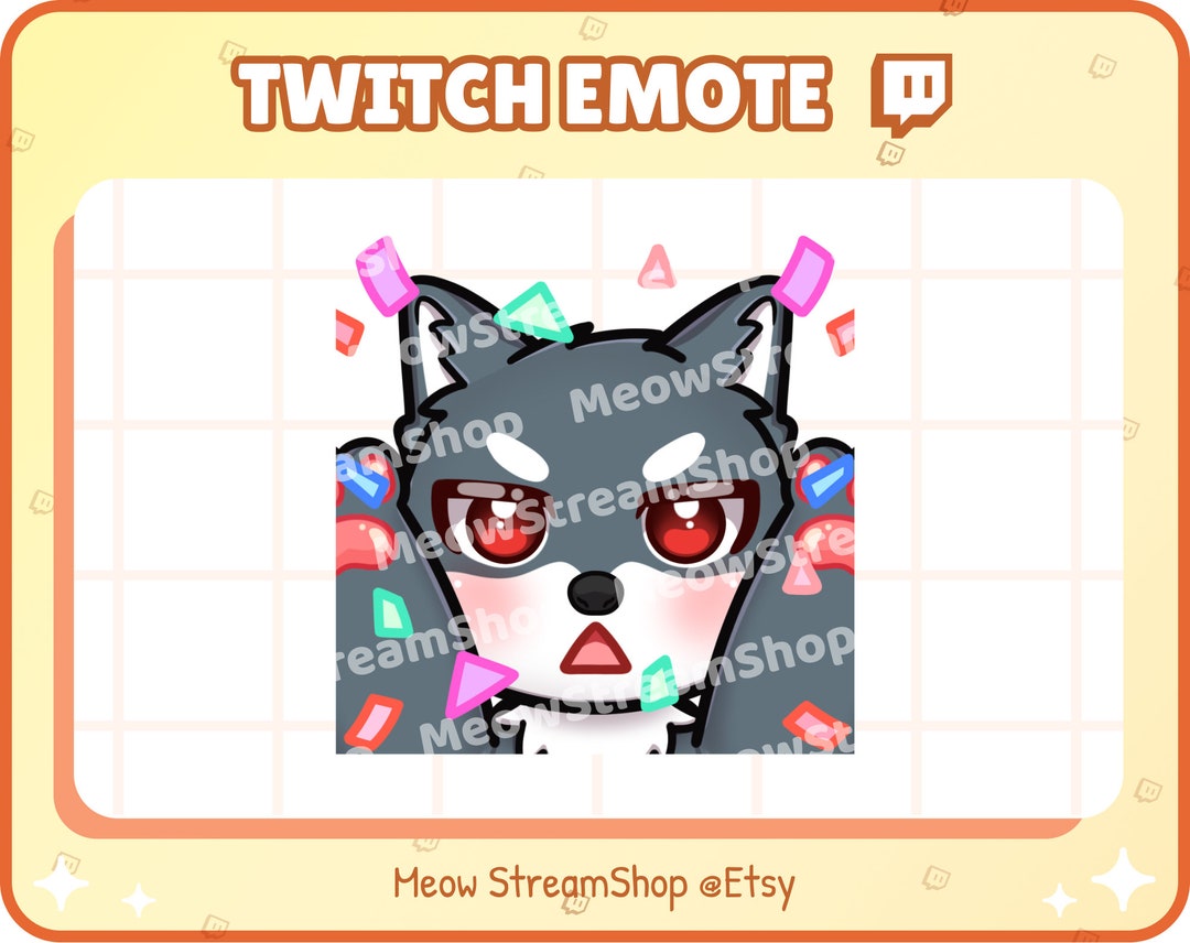 Twitch Emote / Cute Grey Wolf Hype, Happy, Confetti, Cheer Emotes ...