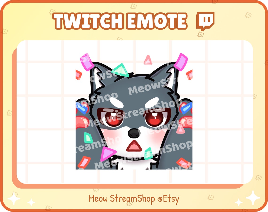 Twitch Emote / Cute Grey Wolf Hype, Happy, Confetti, Cheer Emotes ...