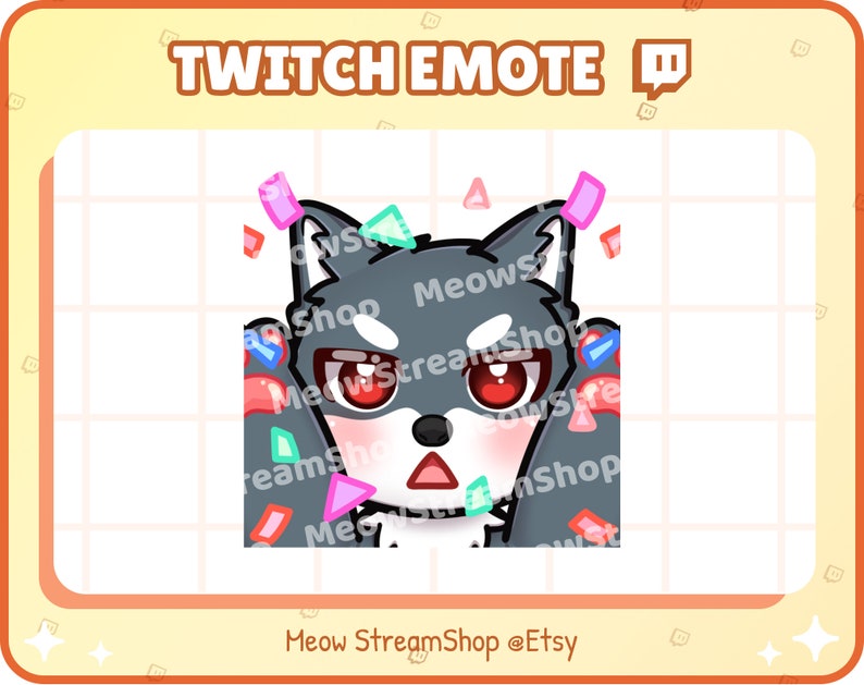Twitch Emote / Cute Grey Wolf Hype, Happy, Confetti, Cheer Emotes ...