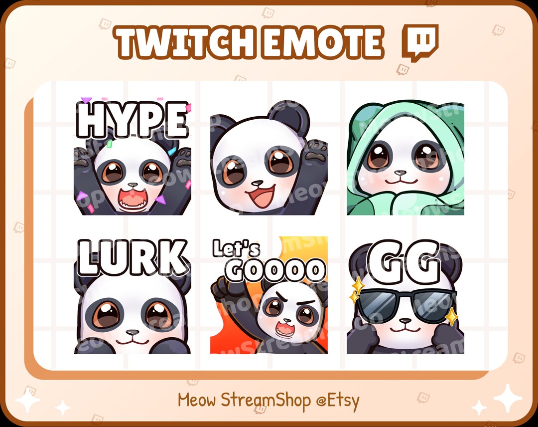 Twitch Emote Panda Emoji Pack Hype Hi Comdy Lurk Lurk Lets Go