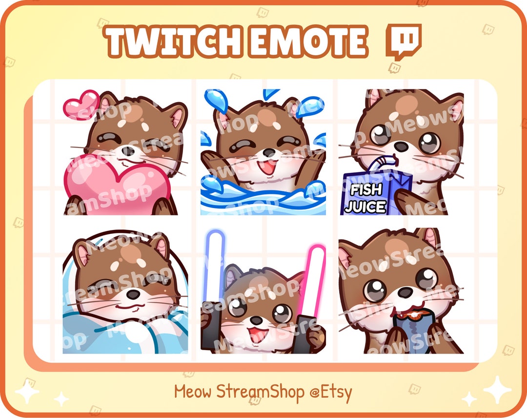 Twitch Emote / Cute Otter Emotes Pack #1 (heart, Hype, SIP, Comfy ...