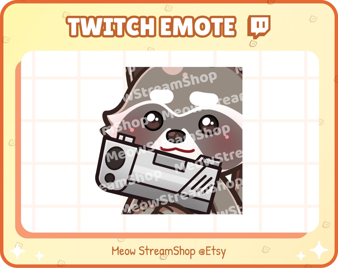 Twitch Emote / Cute Raccoon Gun, Gatling, Angry, Rage Emotes / Kawaii ...