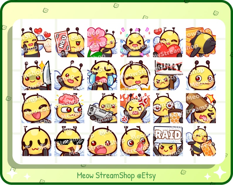 Twitch Emote / Cute Bee Mega Pack #1 Emotes (24 Emotes Ready to Use ...