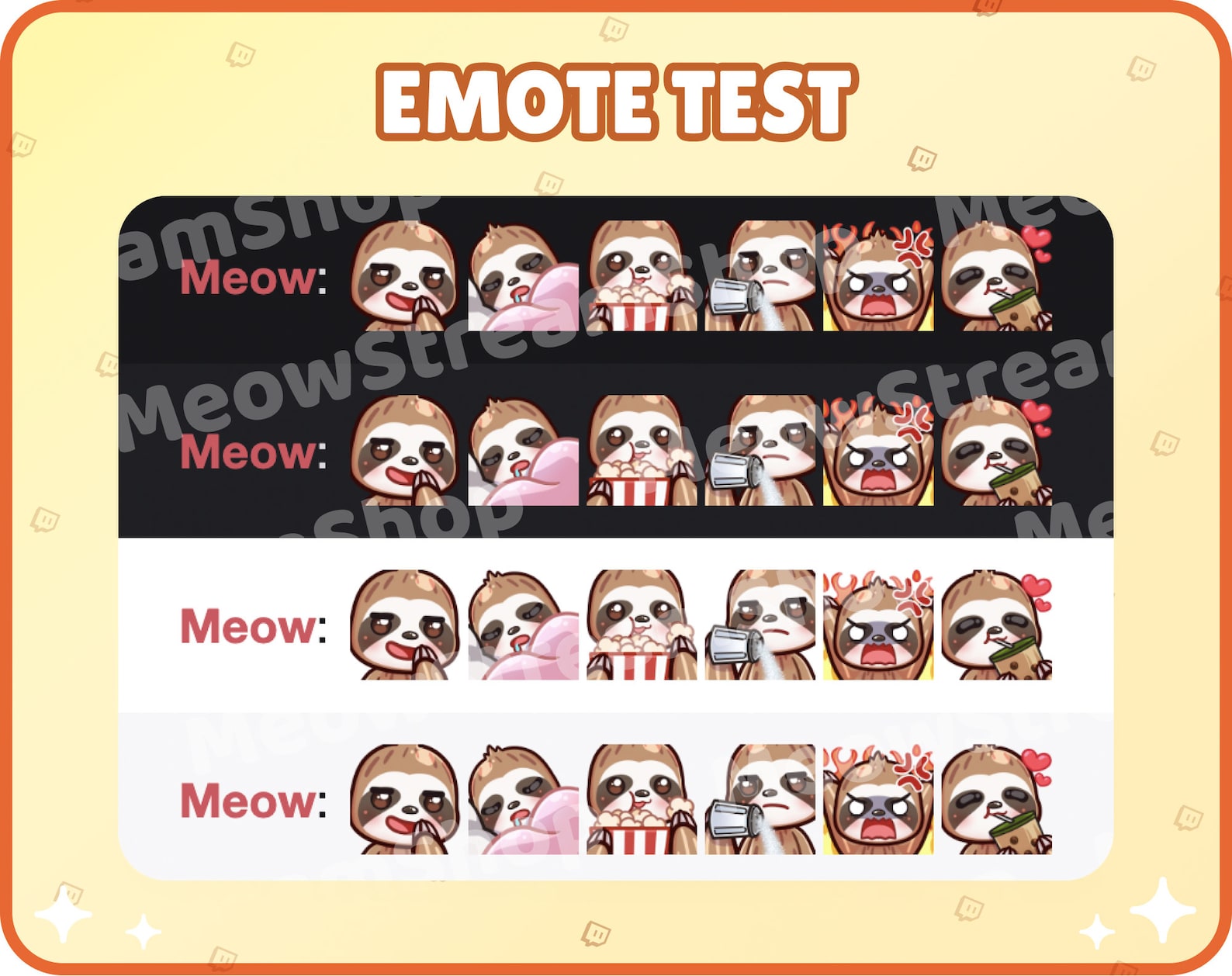 Twitch Emote / Cute Sloth Emotes Pack #2 (smug, Sleep, Popcorn, Salty ...