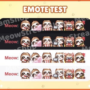 Twitch Emote / Cute Sloth Emotes Pack #2 (smug, Sleep, Popcorn, Salty ...