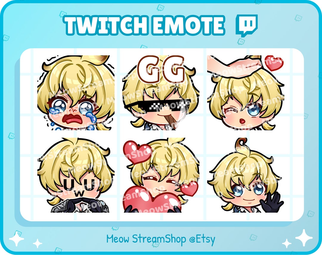 Twitch Emote / Mika Emotes Pack 1 cry, GG, pat, uwu, heart, hola ...