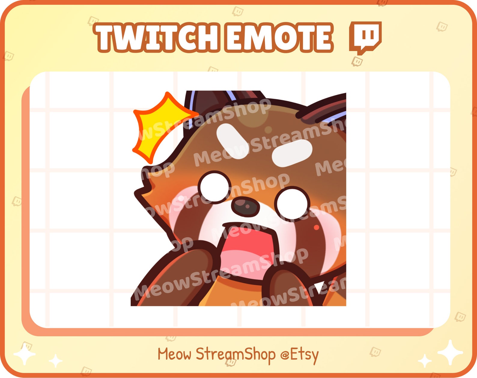 Twitch Emote / Cute Red Panda Shock, Shocked, What Emotes / Cute Chibi ...