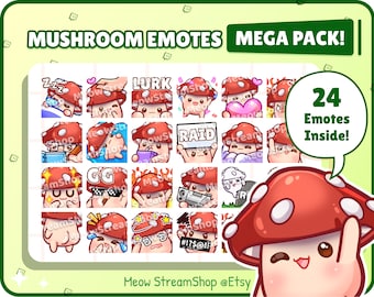 Twitch Emotes Discord Emotes Pack 6 Cute Green Mushroom - Etsy