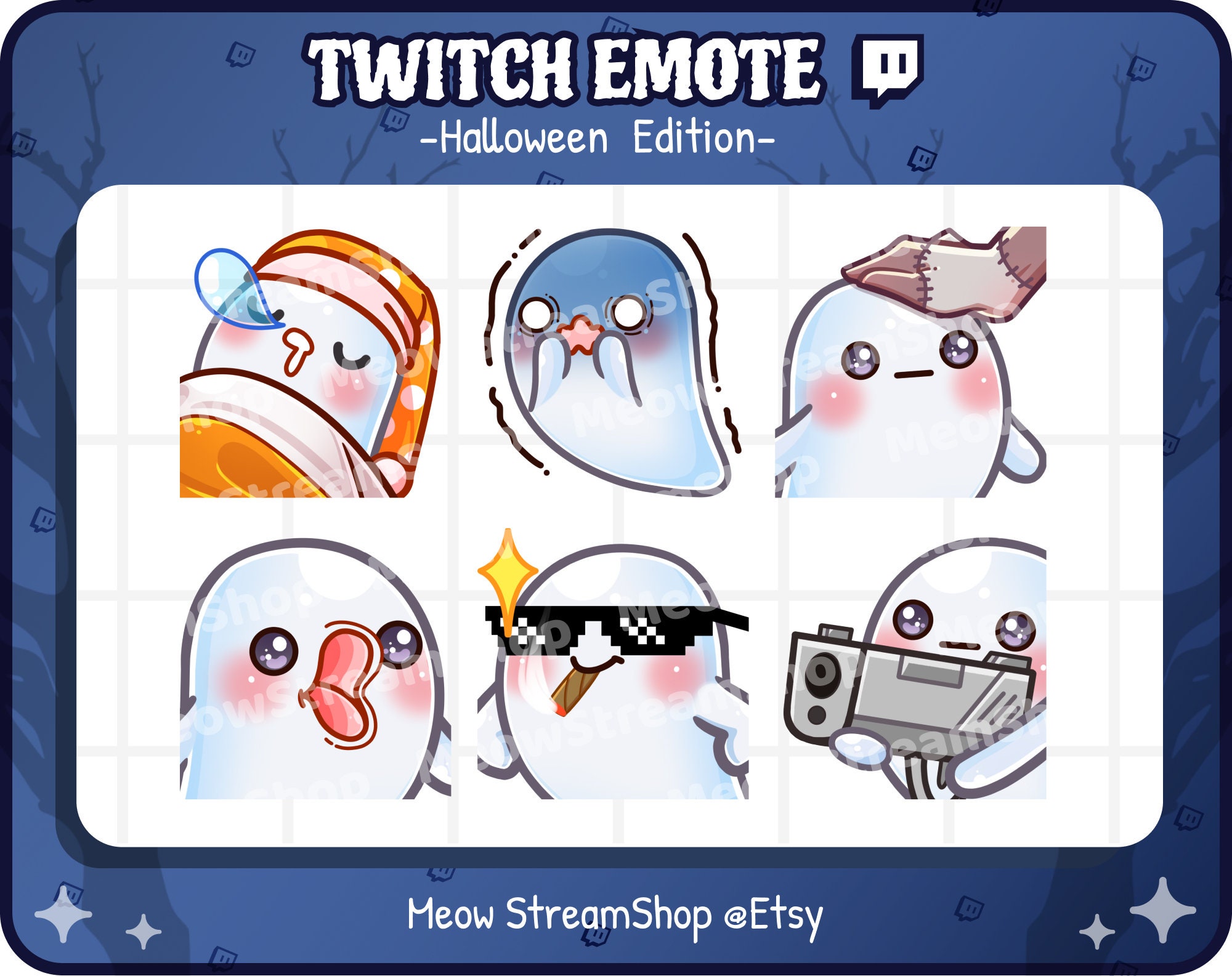 Twitch Emote / Cute Ghost Emotes Pack 3 sleep Scared Shock - Etsy UK