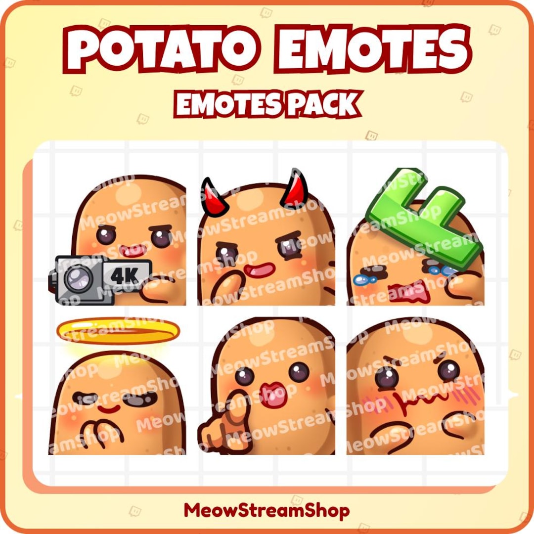 Twitch Emote / Cute Potato Pack #15 (4k, Devil, F, Halo, Simp, Shy ...