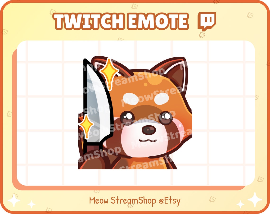 Twitch Emote / Cute Red Panda Knife Emotes / Cute Chibi Red | Etsy
